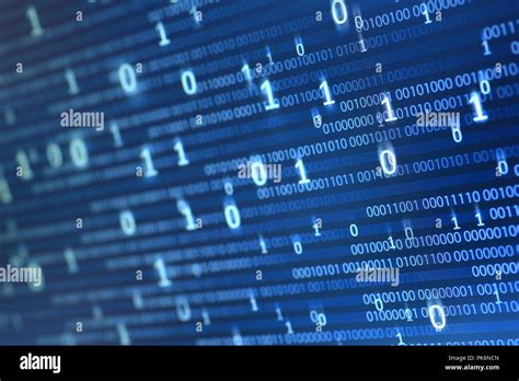 Computer Display Screen With Binary Code Moving In The Background Text
