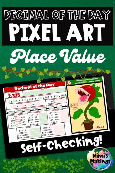 5th Place Value Self Checking Decimal Of The Day Pixel Art Activity