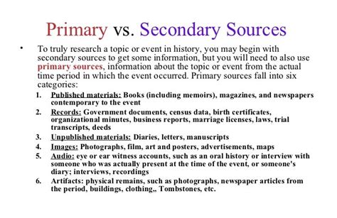 Primary Sources Secondary Sources Ppt