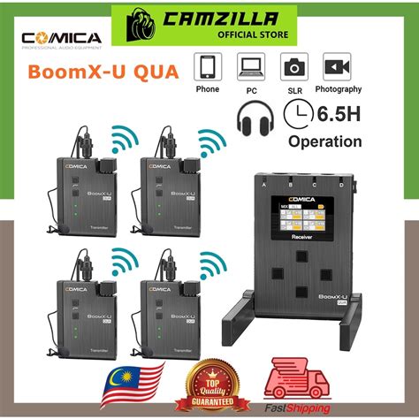 Comica Boomx U Qua Channel Uhf Lav Mic With Transmitters And Receiver Multi Function Mini