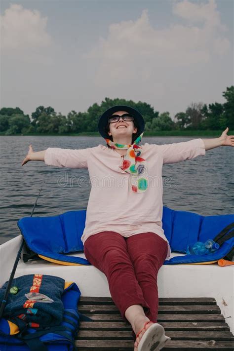Girl On Boat Smiles At Sun Stock Image Image Of Active 152852721