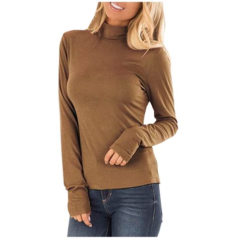 Samickarr Tops For Women Trendy Fall Long Sleeve Turtle Neck Soft