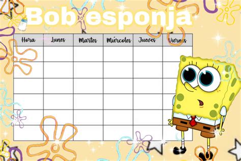 Bob Sponja Horario Para Imprimir Horarios Para Imprimir Cosas De