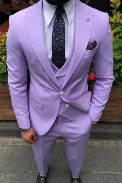 Men Suits Light Purple 3 Piece Slim Fit Suit Wedding Suit Sainly Sainly