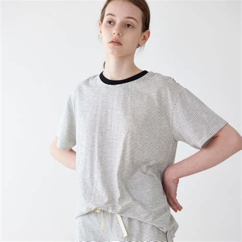 포스티 베베 스트라이프 순면 여름 여성 잠옷 세트 반팔 반바지 파자마