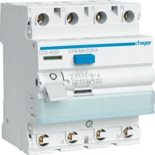 Hager FI Schutzschalter A 4p 400V 63A 0 03A 4TE REG DIN Schiene REG 1