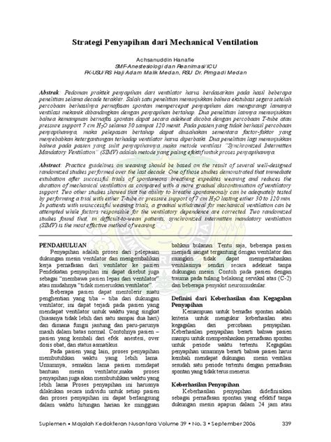 Strategi Weaning Ventilator Pdf