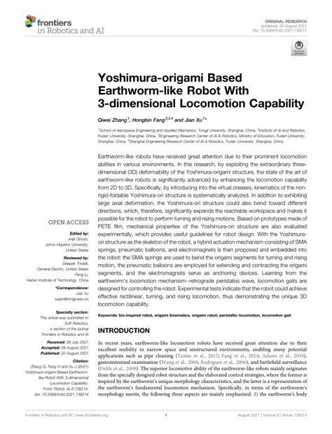 Pdf Yoshimura Origami Based Earthworm Like Robot With 3 Dimensional