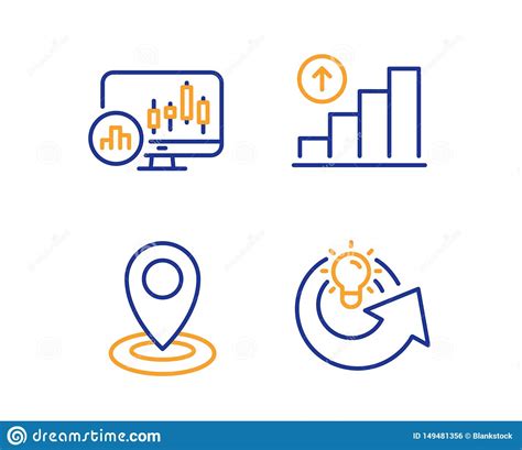 Candlestick Chart Graph Chart And Location Icons Set Share Idea Sign Vector Stock Vector