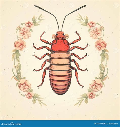 Vintage Style Illustration Of Springtail On White Background Artwork Stock Illustration