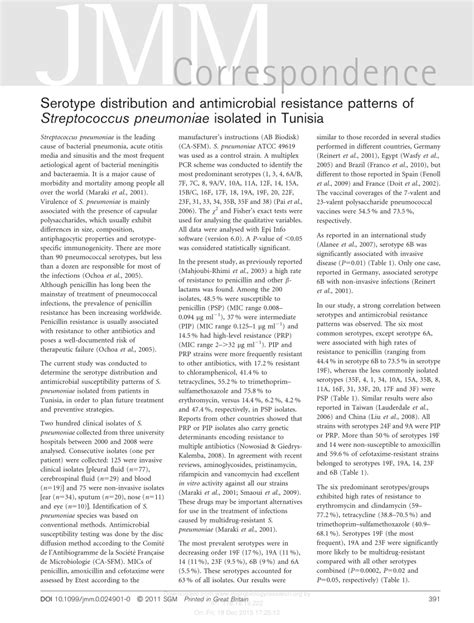 Pdf Serotype Distribution And Antimicrobial Resistance Patterns Of