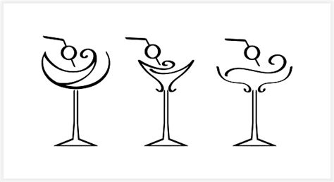 Cocktail Icon Isolated Drink Stencil Clipart Engraving Vector Stock