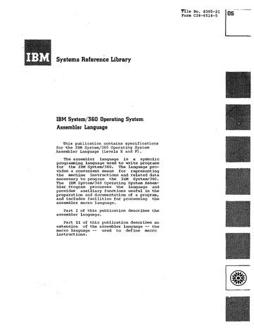Ibm 360 Asm C28 6514 5 IBM System 360 Assembler Language Level