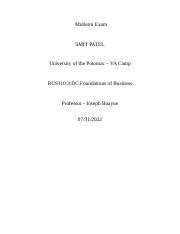 Midterm Exam Bussiness Critical Docx Midterm Exam SMIT PATEL