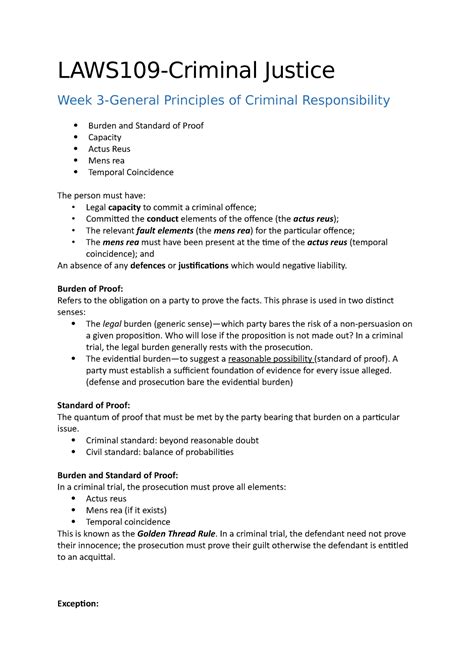 Lecture W3 Criminal Responsibility General Principles Laws109