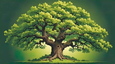Vector Oak Tree Vector Illustration Of Old Green Oak Tree Creative