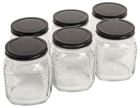 Nms 305 Ounce25 Lb Glass Wide Mouth Square Honeycrackerstorage