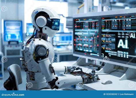 Robotic Arm In Modern Lab Adjusts Critical Ai Components Epitomizing