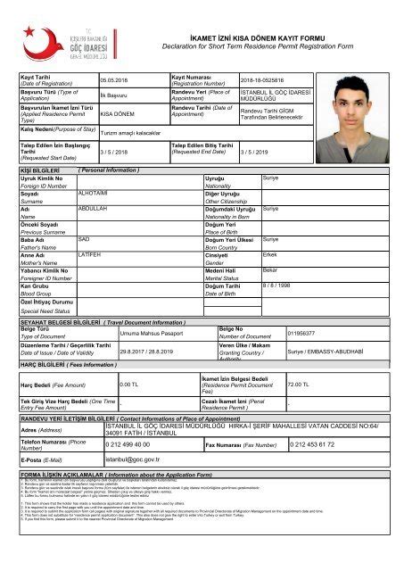 Basvuru Formu Application Form 3