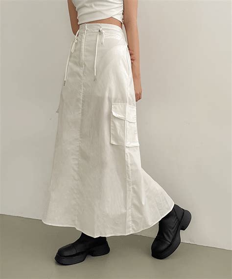 당일배송 허리조절 스트링 하르 스트링 아노락 카고 롱스커트 에이블리