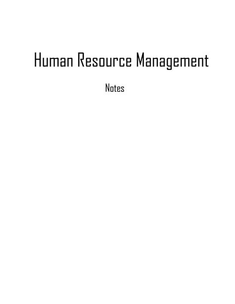 Human Resource Management Notes Bbdh2013 Human Resource Management