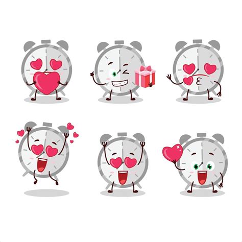 Alarm Clock Cartoon Character With Love Cute Emoticon 22421718 Vector