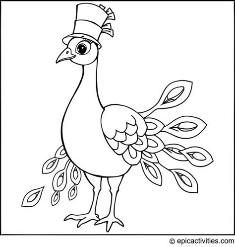Coloring Page Of A Cute Peacock Exploring A Magical Forest
