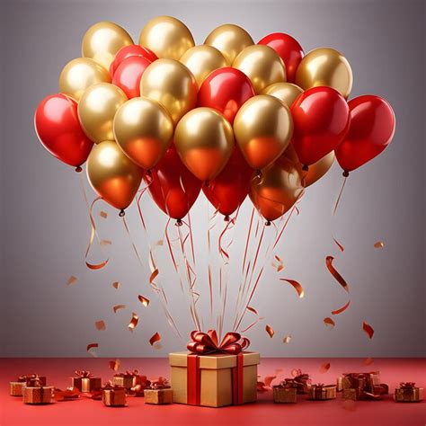 Premium Photo Golden And Red Balloons For Birthday Anniversary