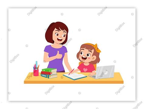 وکتور دانش آموز و مادر دیجیت باکس Digitbox