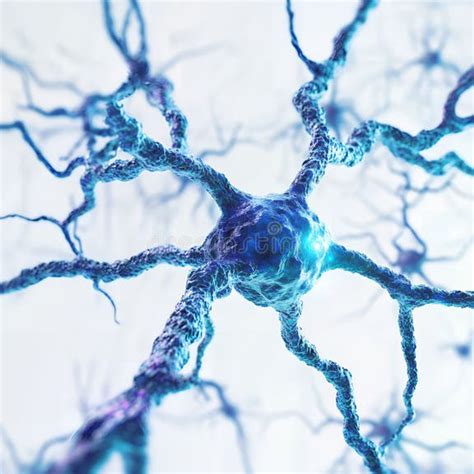 Microscopic View Of A Neuron Cell Its Complex Network And Axons Stock Illustration