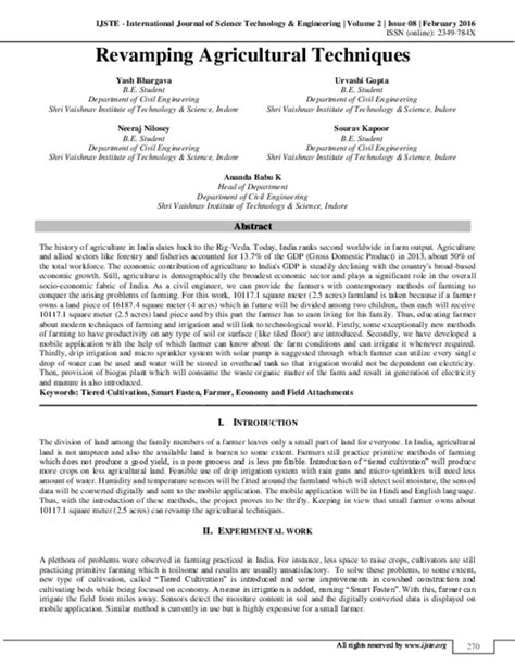 pdf revamping agricultural techniques ijste international journal