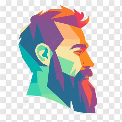 수염이 있는 화려한 머리 일러스트 14 벡터 흰색 배경에 수염이 있는 단순한 다채로운 아이콘 그림자 없음 작은 프레임 중앙 Png 일러스트 및 벡터 에 대한 무료