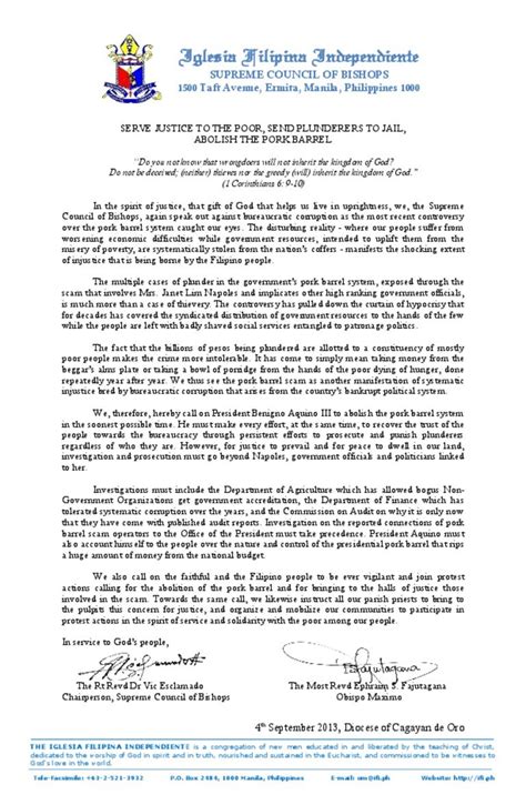 Scb Statement On The Pork Barrel