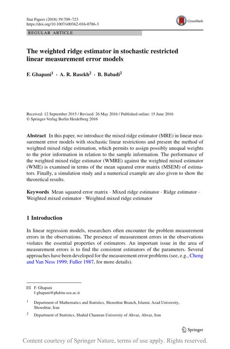 The Weighted Ridge Estimator In Stochastic Restricted Linear Measurement Error Models Request Pdf