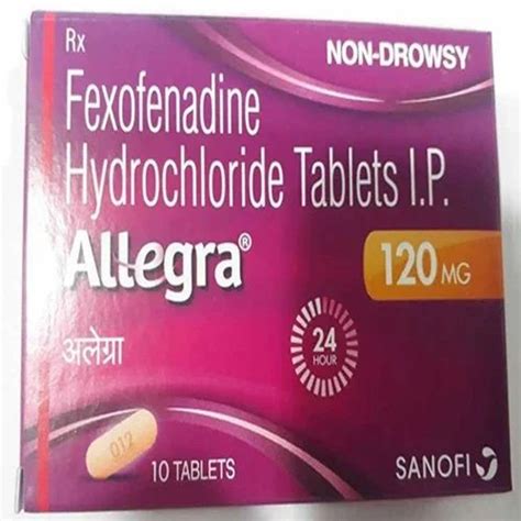 Fexofenadine 120mg Allegra 120mg Tablet Packaging Type Stripe