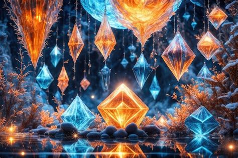 An Orange Glowing Crystal Premium Ai Generated Image
