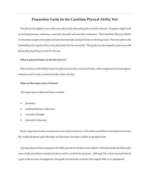 Pdf Preparation Guide For The Candidate Physical Ability Test