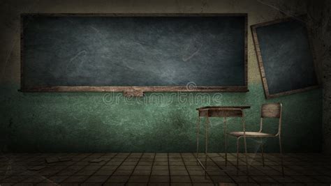 Horror And Creepy Classroom In The School 3d Rendering Stock Illustration Illustration Of