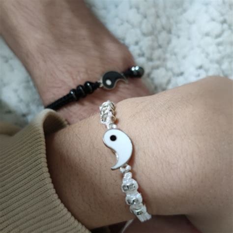 Pluokvzr 2 Matching Yin Yang Adjustable Cord Bracelet For Friendship