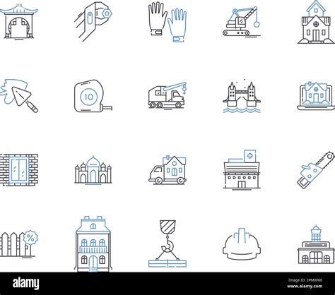 Construction Design Outline Icons Collection Architecture Drafting