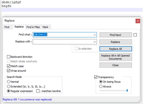 Regex How To Backspace New Line Characters In Notepad Super User