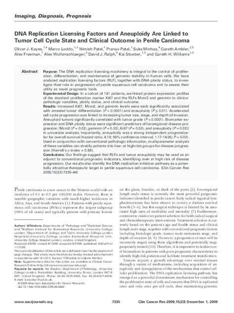 Pdf Dna Replication Licensing Factors And Aneuploidy Are Linked To