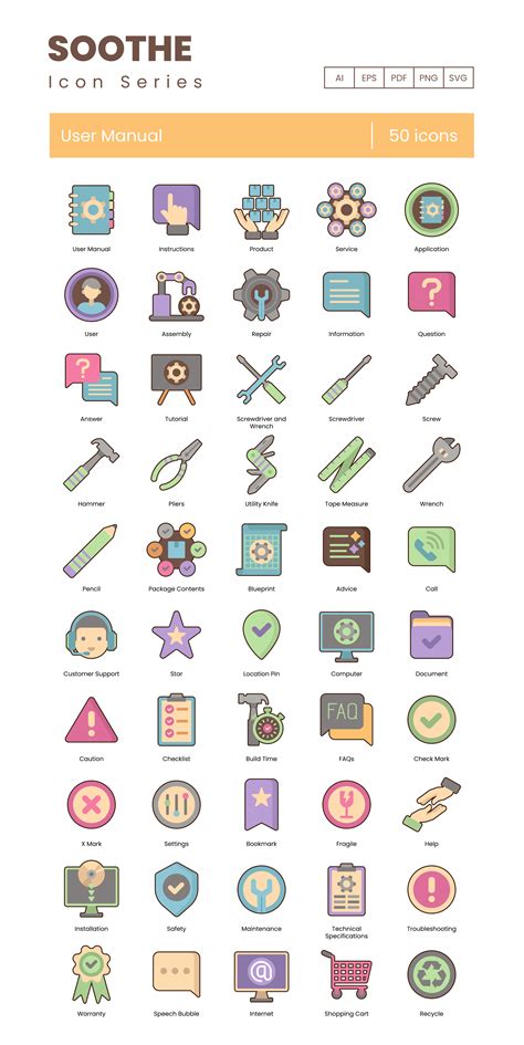 50 User Manual Icon Set Flat Icons