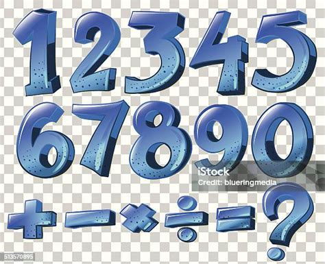 Numbers And Math Symbols In Blue Color向量圖形及更多數字圖片 數字 矢量圖 7號 Istock