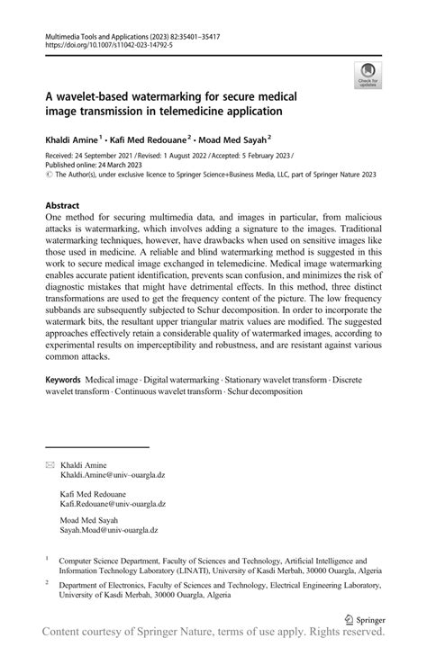 A Wavelet Based Watermarking For Secure Medical Image Transmission In
