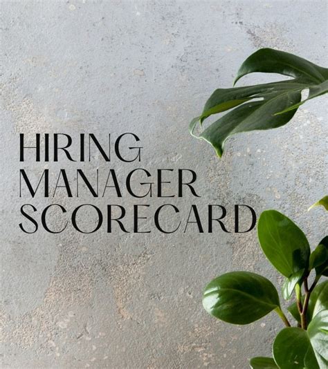 Hiring Manager Interview Scorecard Sta