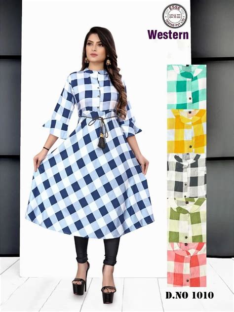 Checks Six Colors Fancy Rayon Ladies Frock Size L To 3xl At Rs 300