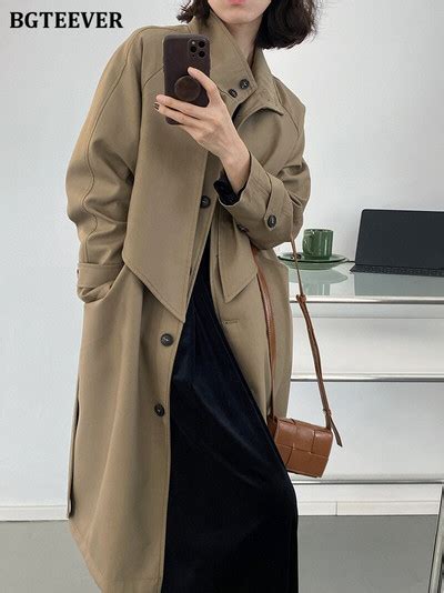 Badu Bg Bgteever Стилни зимни дамски дълги тренчкоти Есенни двуредни дълги якета Дамска ветровка