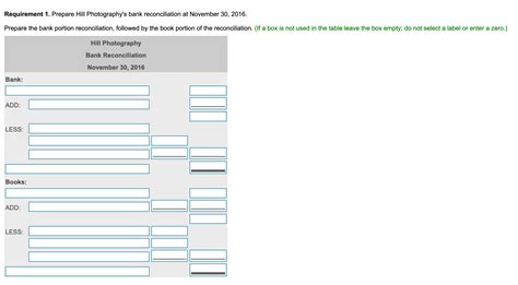 Solved Checkbookbank Statementrequirement 1 Prepare Hill
