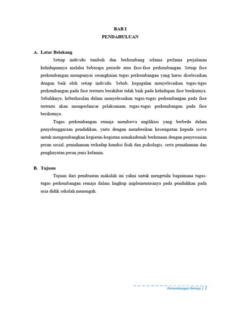 Tugas Perkembangan Remaja Pdf Karier And Perkembangan